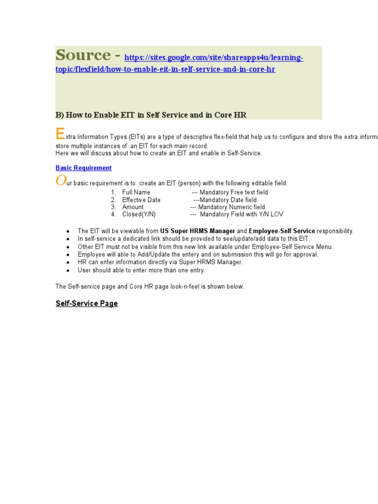 How To Enable EIT in SSHR and Core HR | PDF | Databases | Information ...