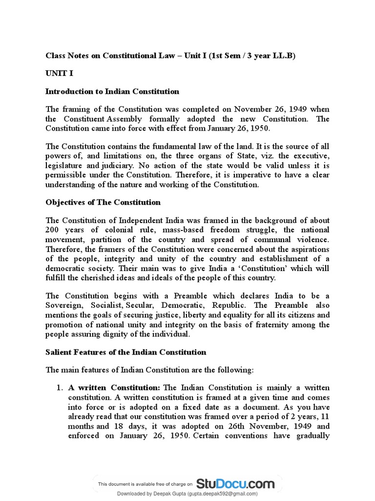llb-notes-constitutional-law-complete-units | PDF | Rule Of Law ...