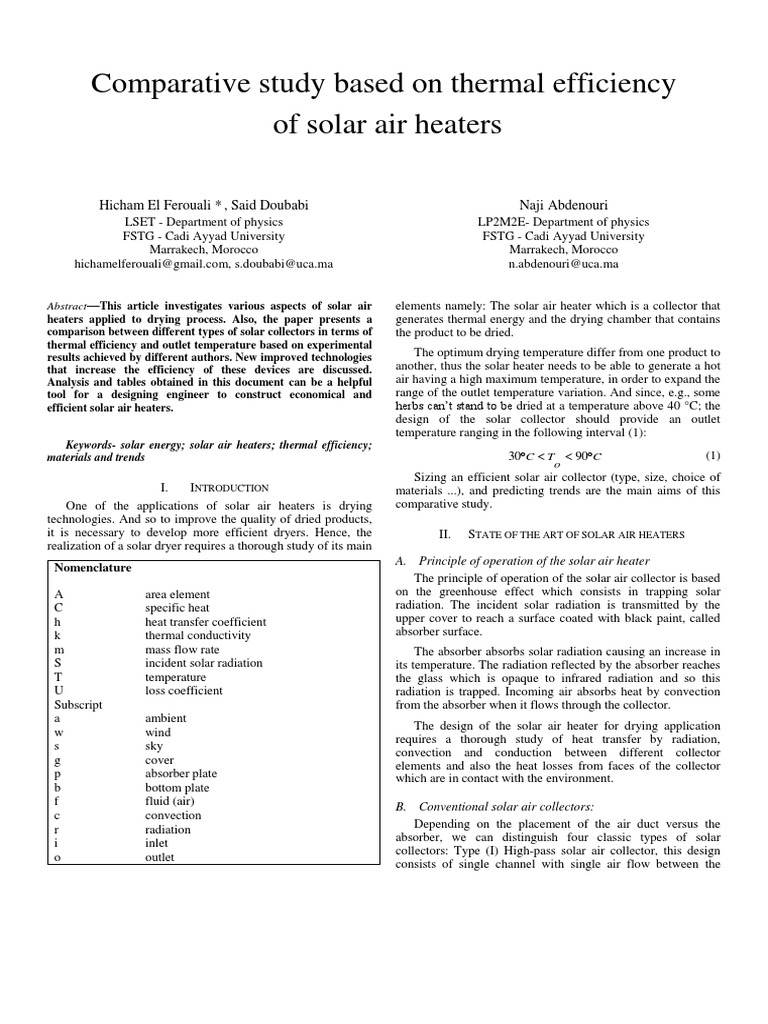 Comparative Study Based On Thermal Efficiency of Solar Air Heaters ...