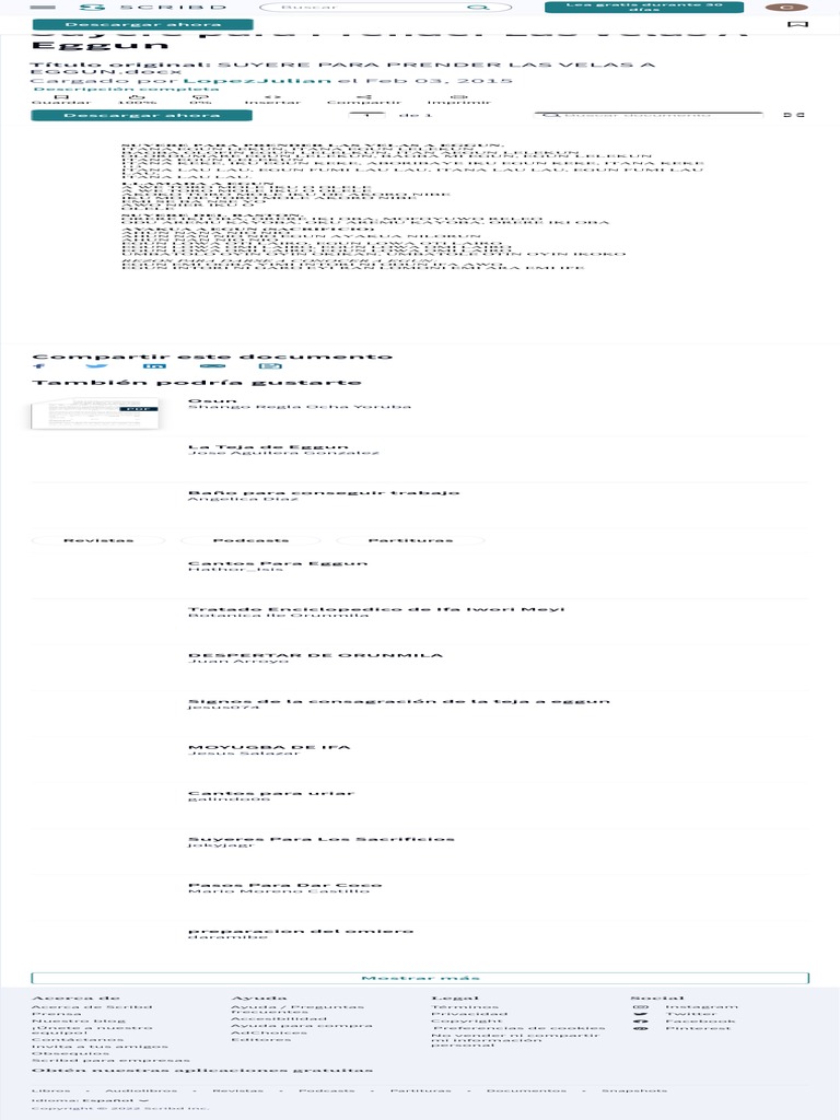 Suyere para Prender Las Velas A Eggun PDF | PDF | Santeria | Religión étnica