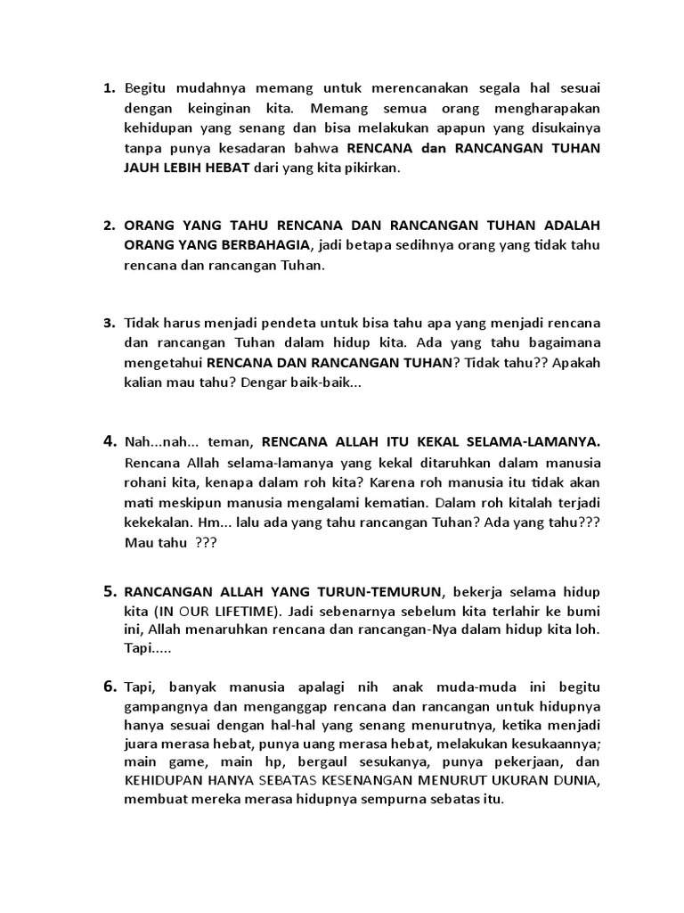 Rencana Dna Rancangan Allah Atas Hdiupku | PDF | Seni & Disiplin Bahasa ...