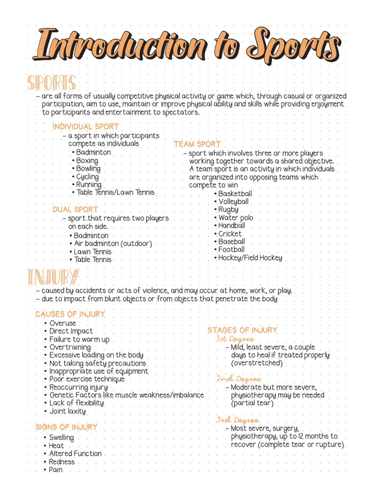Introduction to Sports and Arnis | PDF | Injury | Sports Rules And ...