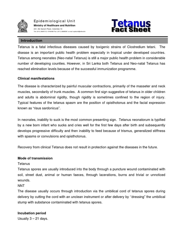 Fact Sheet Tetanus | Download Free PDF | Vaccines | Health Sciences