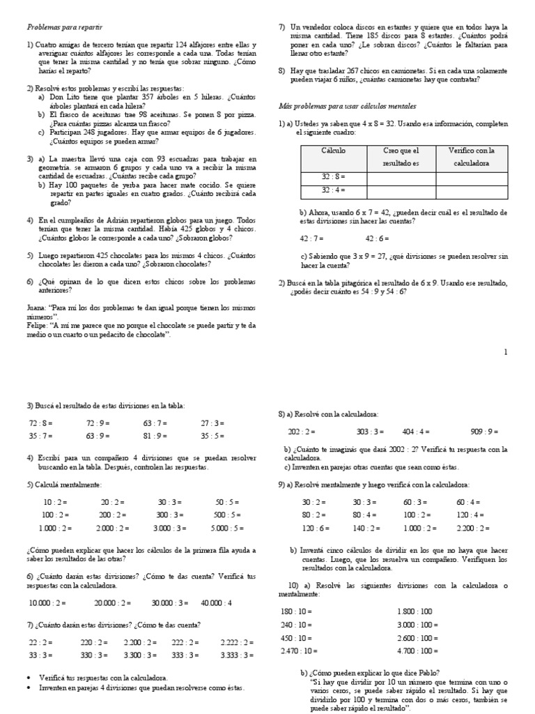 Problemas para Repartir y CM | PDF