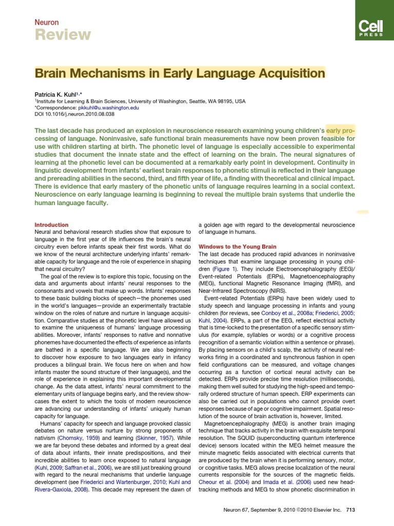 2010 Patricia Kuhl | PDF | Language Acquisition | Magnetoencephalography