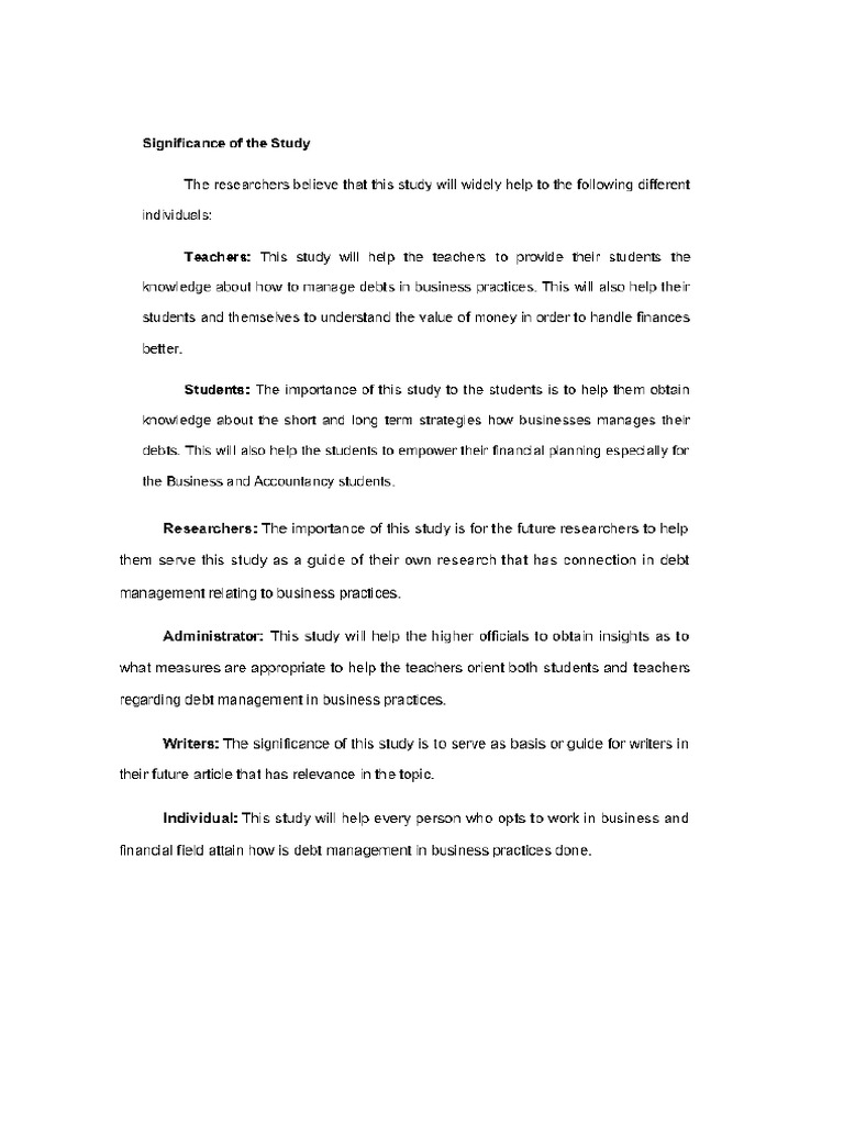 Sample Significance of The Study | PDF