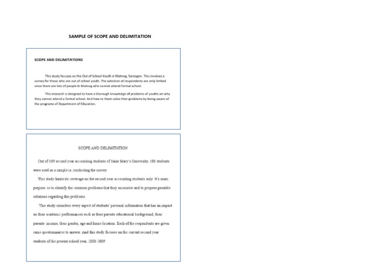 Sample of Scope and Delimitation | PDF