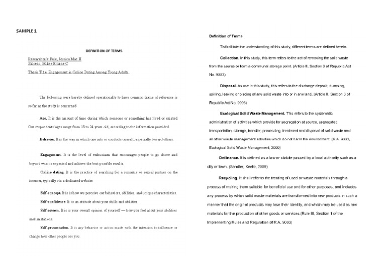 Sample Definition of Terms | PDF