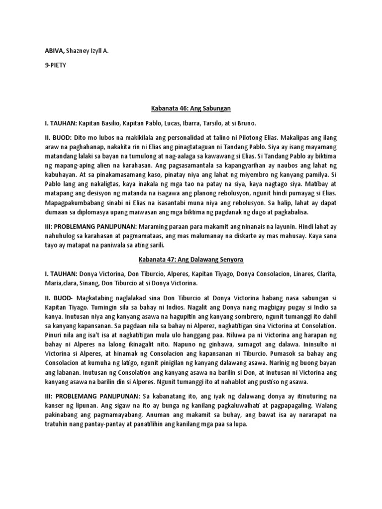 Kabanata 46 - 55 Buod | PDF