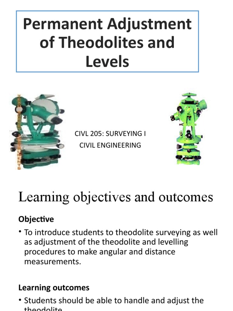 L1 Permanent Adjustment of Theodolites and Levels | PDF | Surveying ...