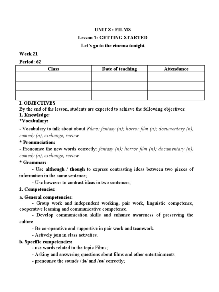 Unit 8 Films | PDF | Homework | Vocabulary