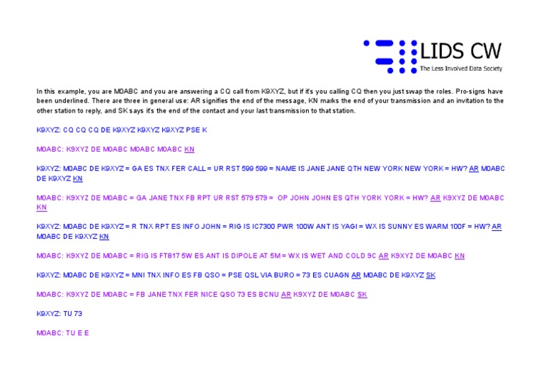 CW QSO Template | PDF
