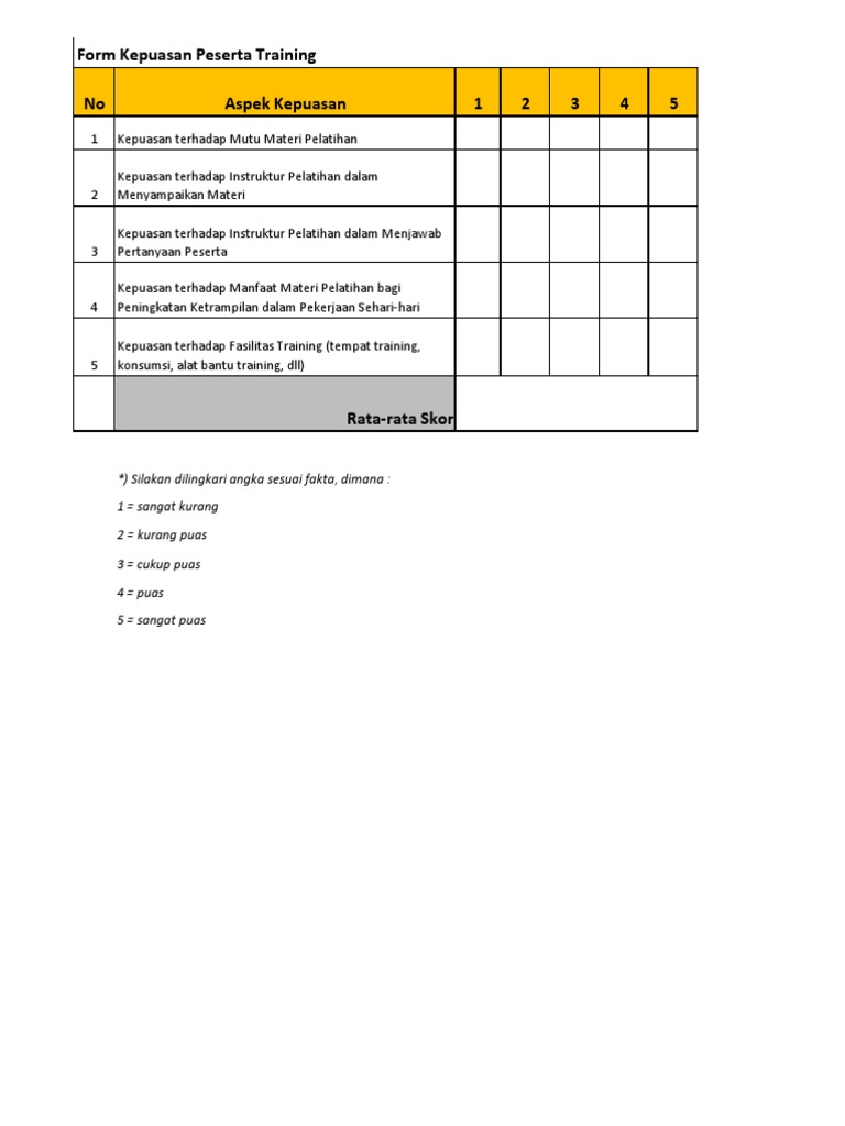 Formulir Kepuasan Peserta Training | PDF