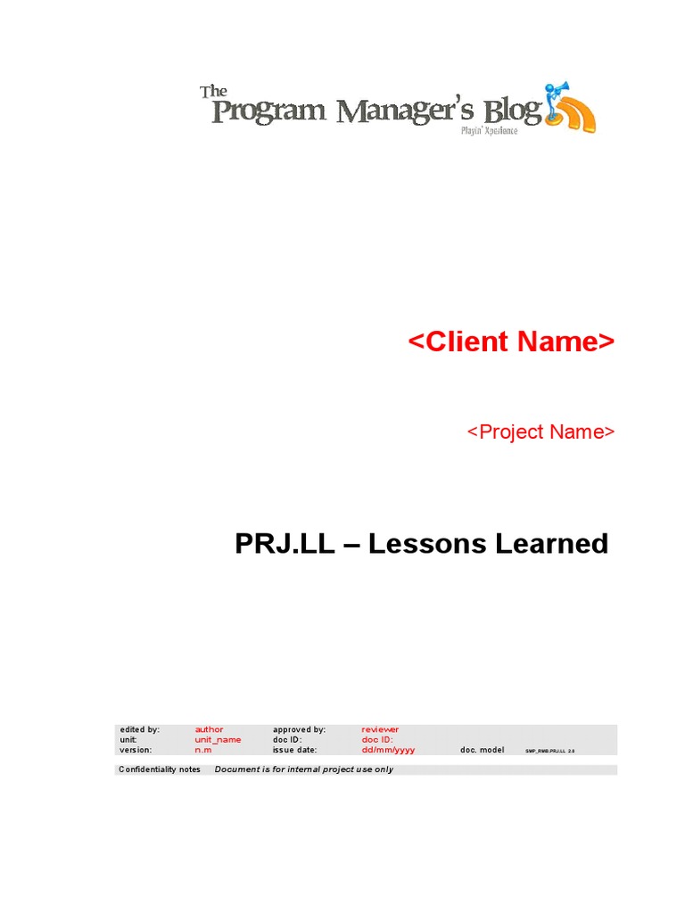 Project Lessons Learned Template | PDF | Project Management | Business ...