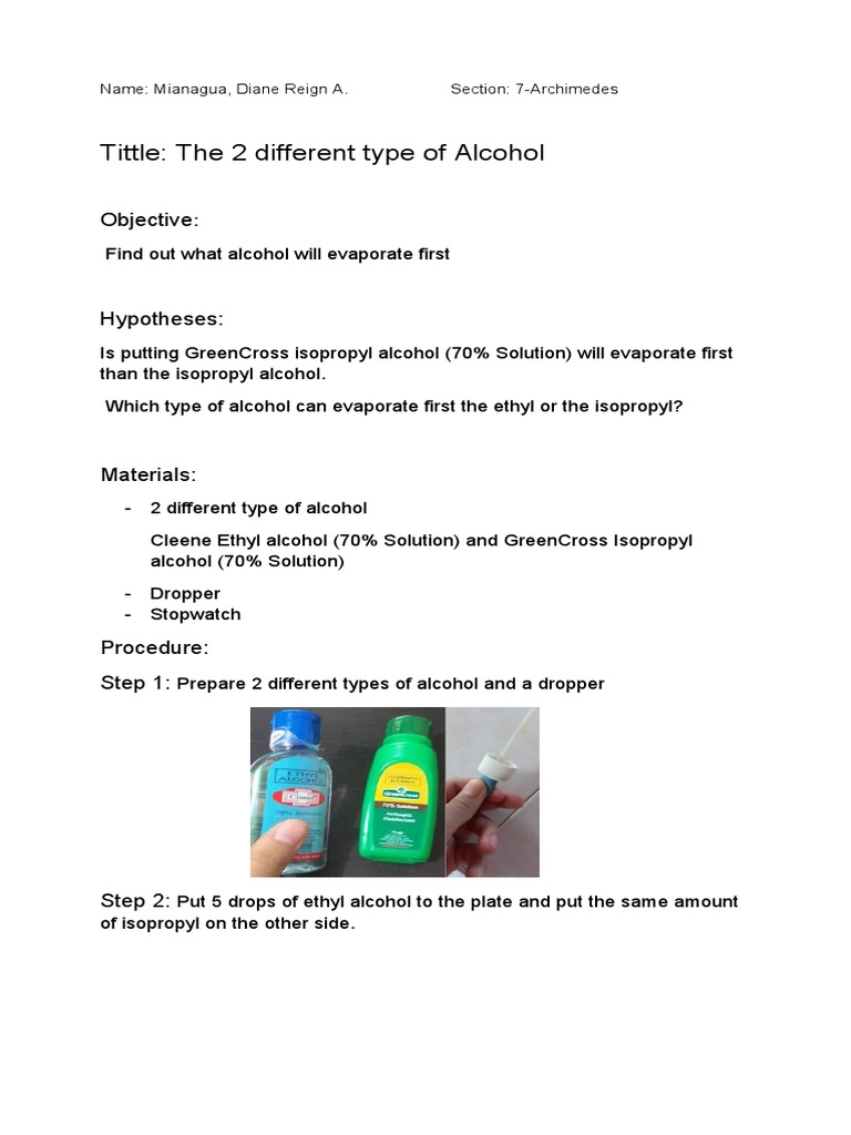 Research Experiment Alcohol | PDF