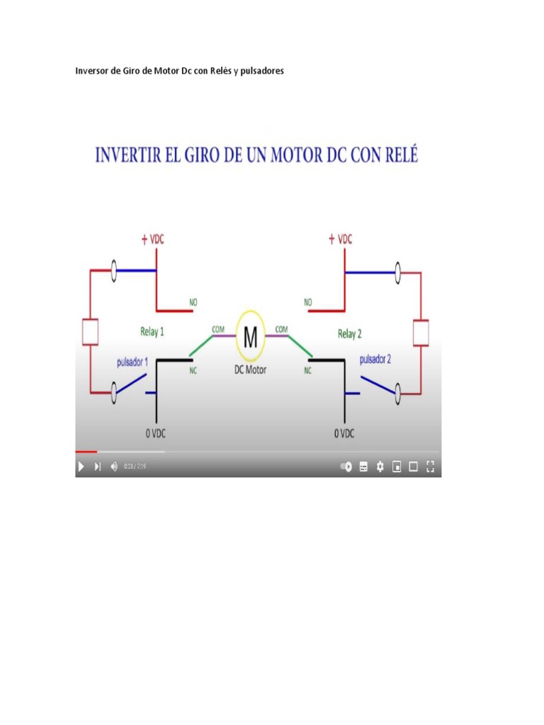 Inversor de Giro de Motor DC Con Relés y Pulsadores | PDF