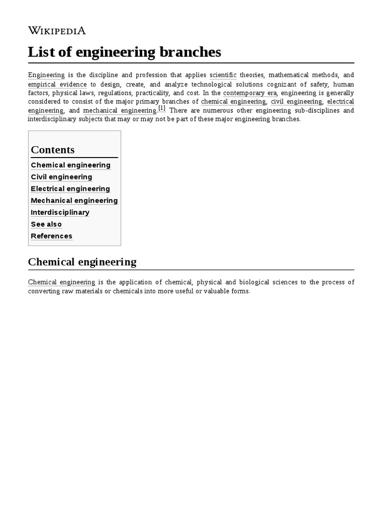 List of Engineering Branches | PDF | Engineering | Biomedical Engineering