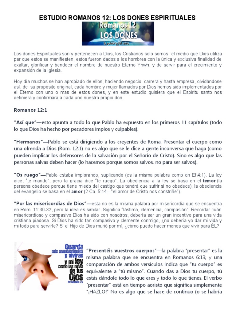 ESTUDIO ROMANOS 12 de Valores | PDF | Cristo (título) | Profecía