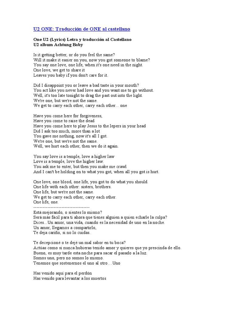 U2 One | PDF | Amor | U2