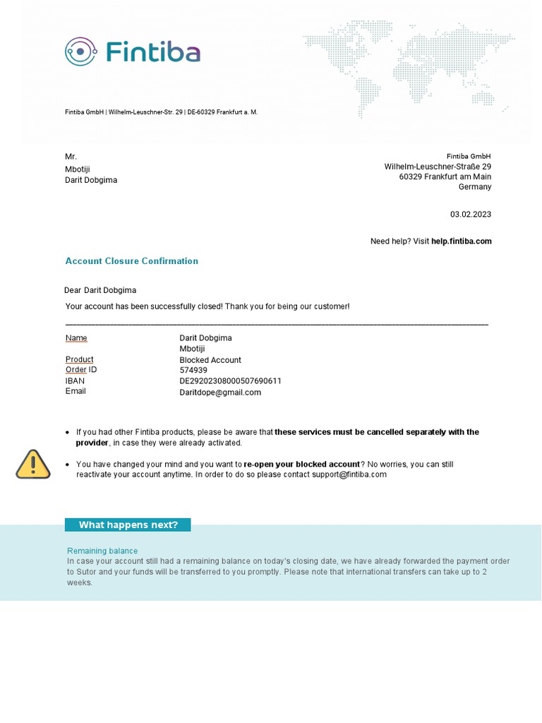 Account Closure Confirmation | PDF | Finance & Money Management | Law