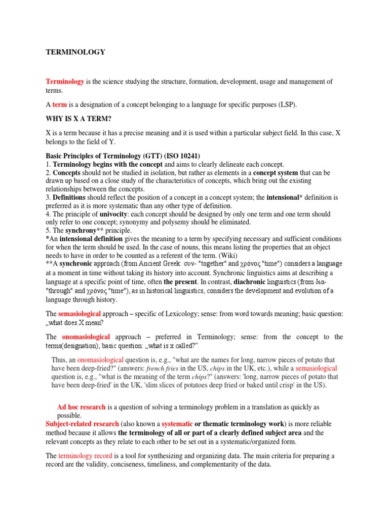Terminology 1 Download Free Pdf Semantics Linguistics