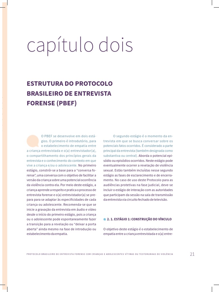 Estrutura Do Protocolo Brasileiro De Entrevista Forense Pbef Dois