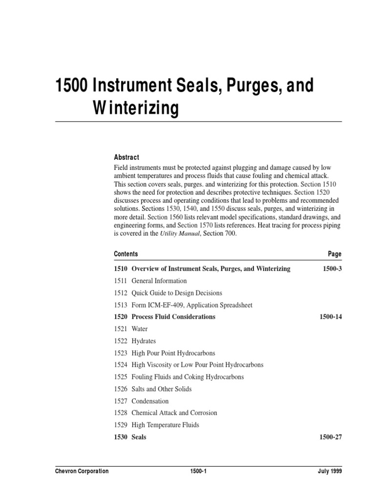 Instrument Seals and Winterizing Guide | PDF | Water | Liquids