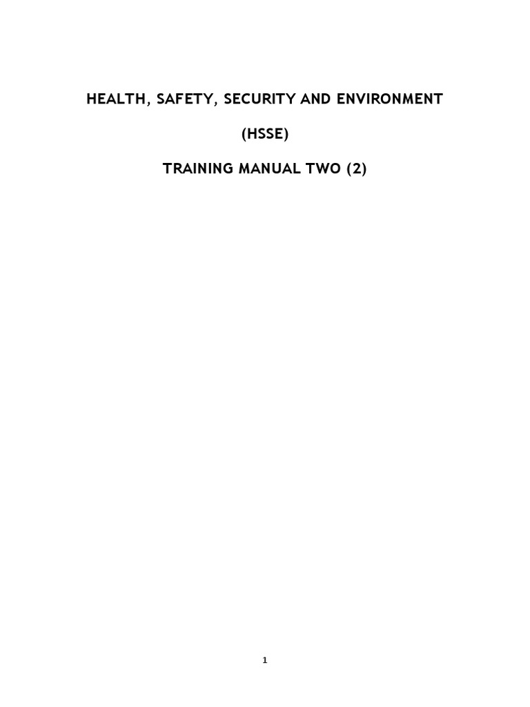 HSSE Training Manual Overview | PDF | Occupational Safety And Health ...