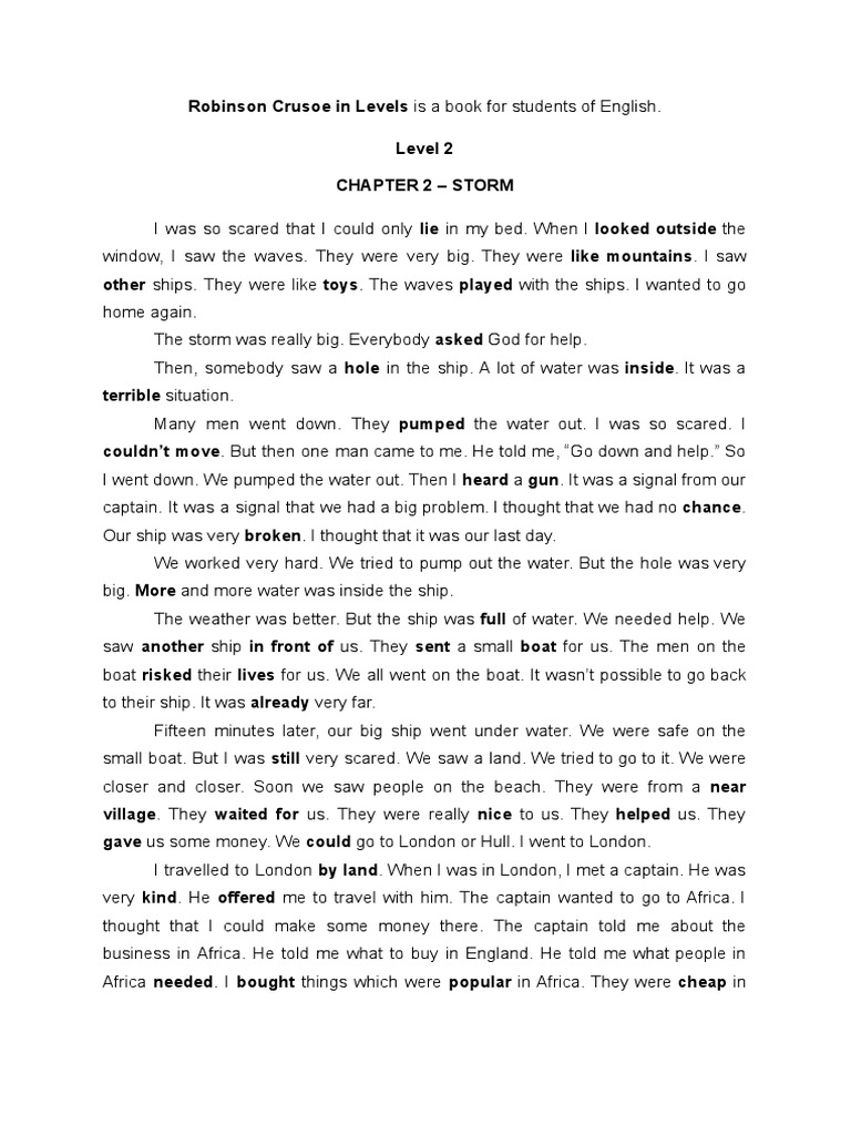 Robinson Crusoe Level 2 - Chapter 2 - Storm | PDF Robinson Crusoe Level 2 - Chapter 2 - Storm | PDF