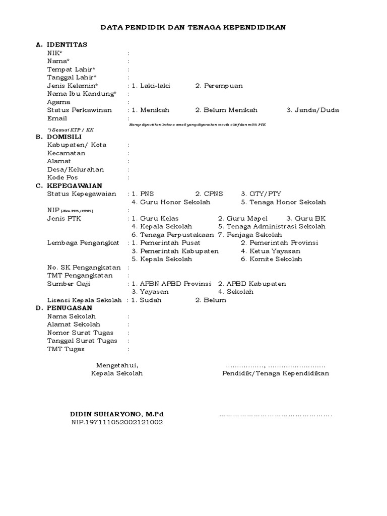 Data Ptk Lengkap Pdf