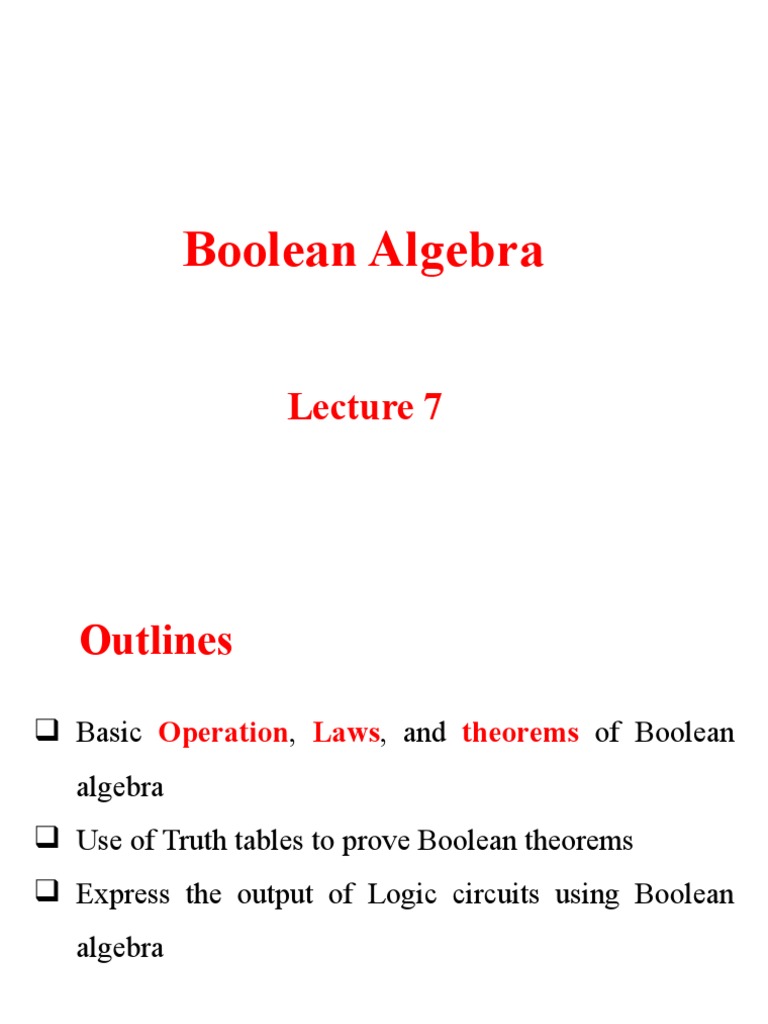 ITU07102.Lecture 7.boolean Algebra | PDF | Boolean Algebra | Teaching ... ITU07102.Lecture 7.boolean Algebra | PDF | Boolean Algebra | Teaching ...