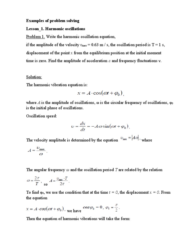 Колеб и волны - Examples of problem solving - 2021 | PDF | Absorbed Dose | Oscillation