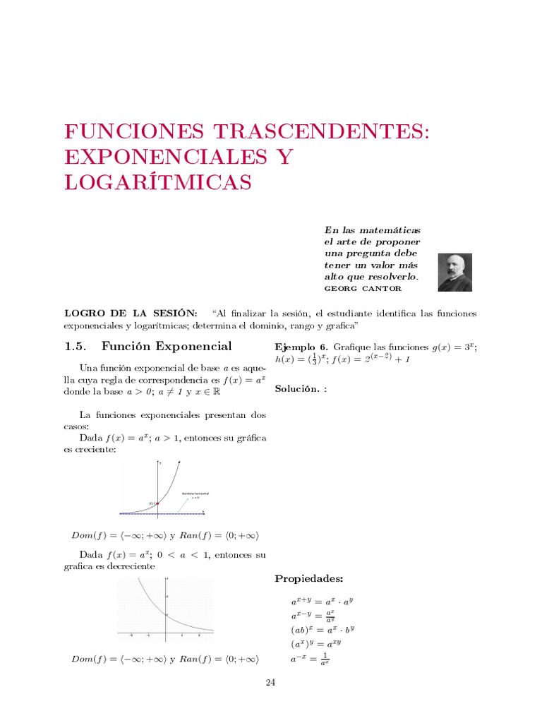 S04.s1 1 FUNCIONES EXPONENCIALES Y LOGARITMICAS | PDF | Logaritmo | Función (Matemáticas)