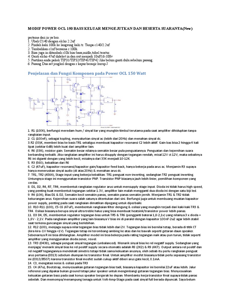 Modif Power Ocl 150 Bass Keluar Mengejut | PDF