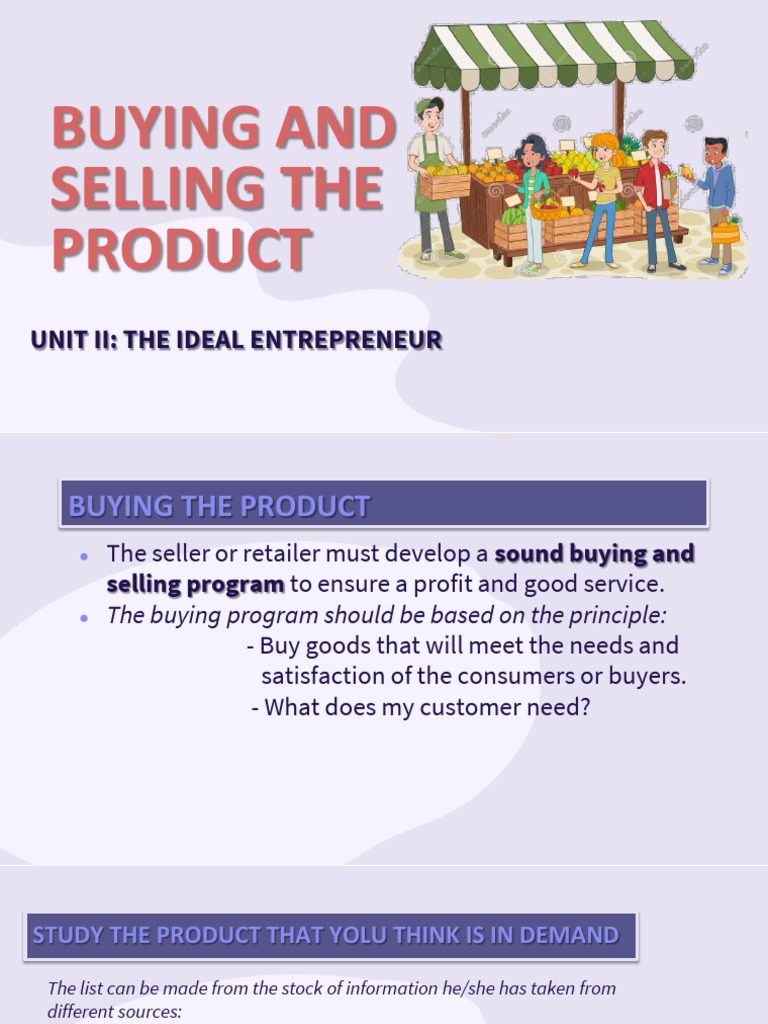 Lesson 8 - Buying and Selling The Product | Download Free PDF | Sales ...