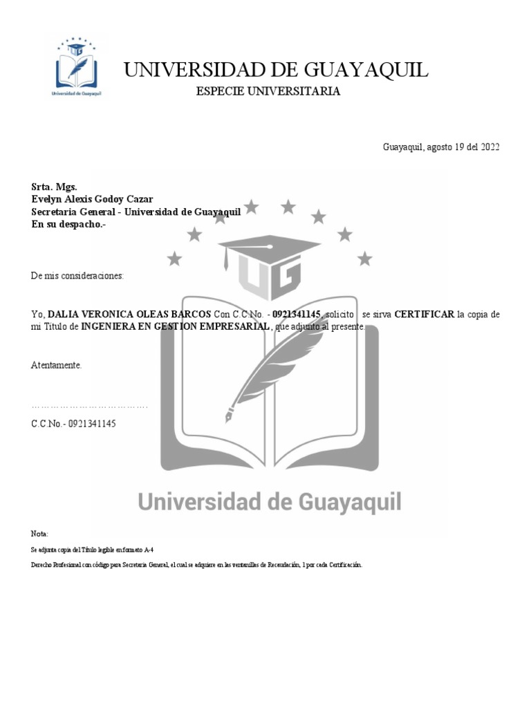 Solicitud para Certificar Titulo Profesional | PDF