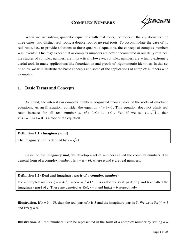 Complex Numbers - MDB | PDF | Complex Number | Numbers