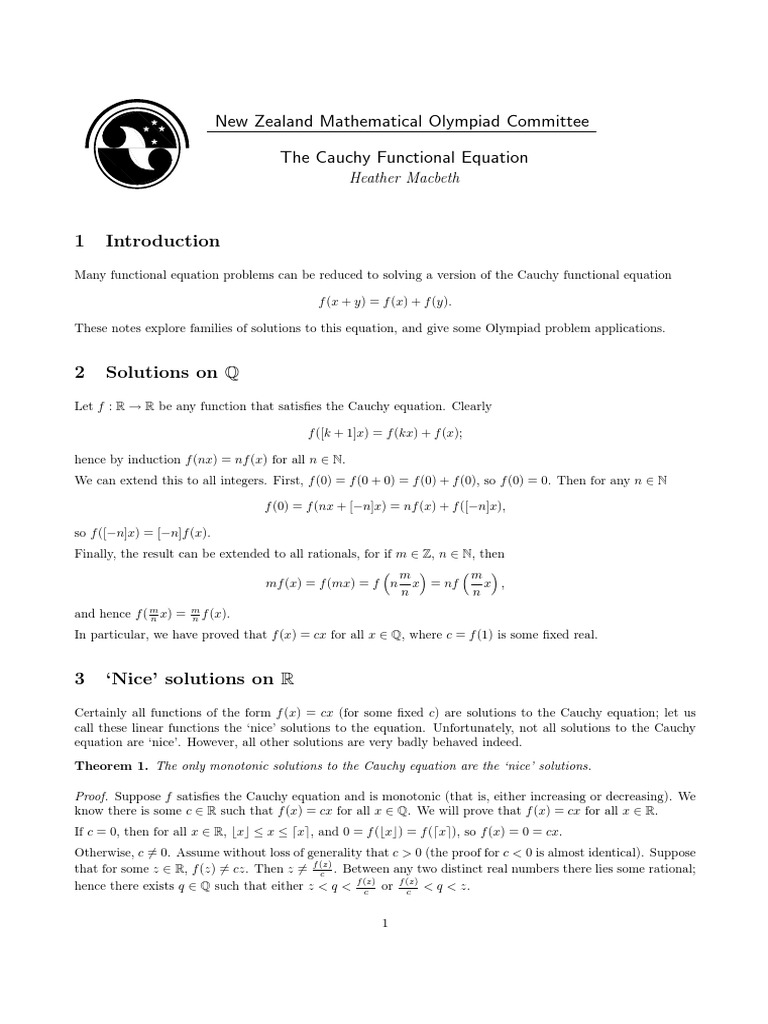 Cauchy Functional Equation | PDF | Equations | Real Number