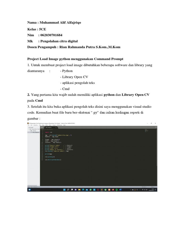 Tugas Lab Activity 1 Load Image - muhammadalif5CE | PDF