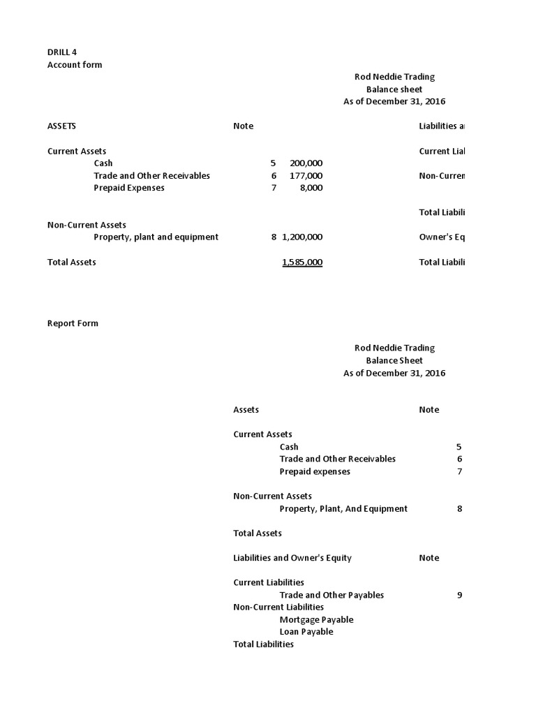 Rod Neddie and Dolly Trading Balance Sheets | PDF | Balance Sheet ...