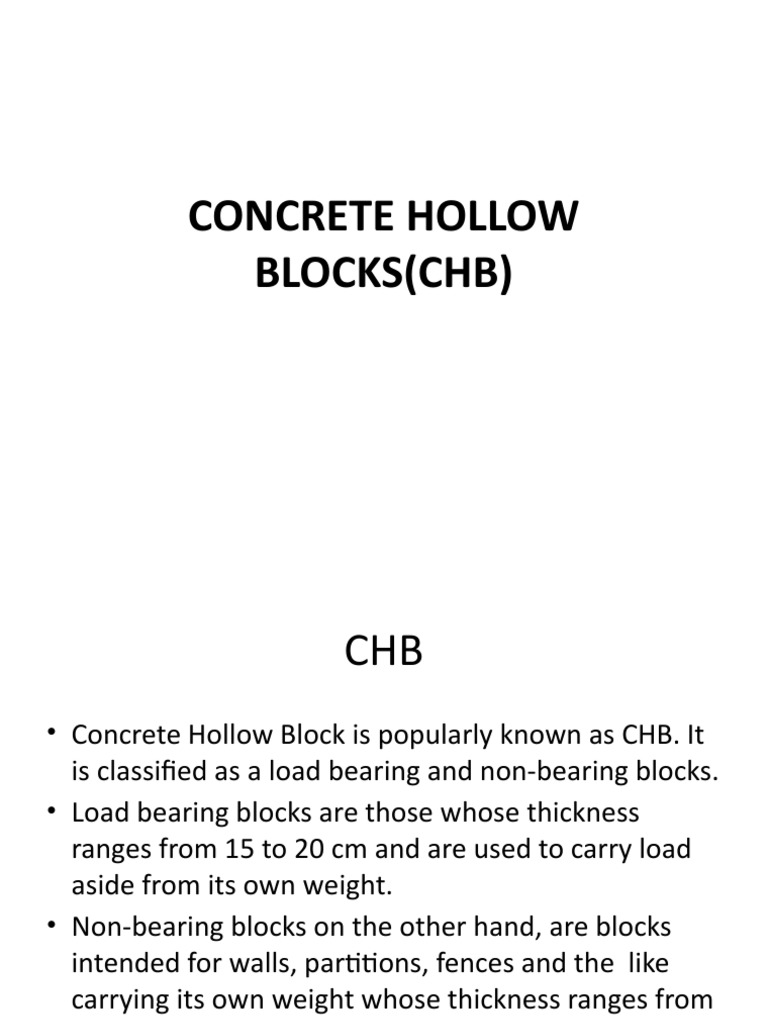 Concrete Hollow Blocks (CHB) | PDF