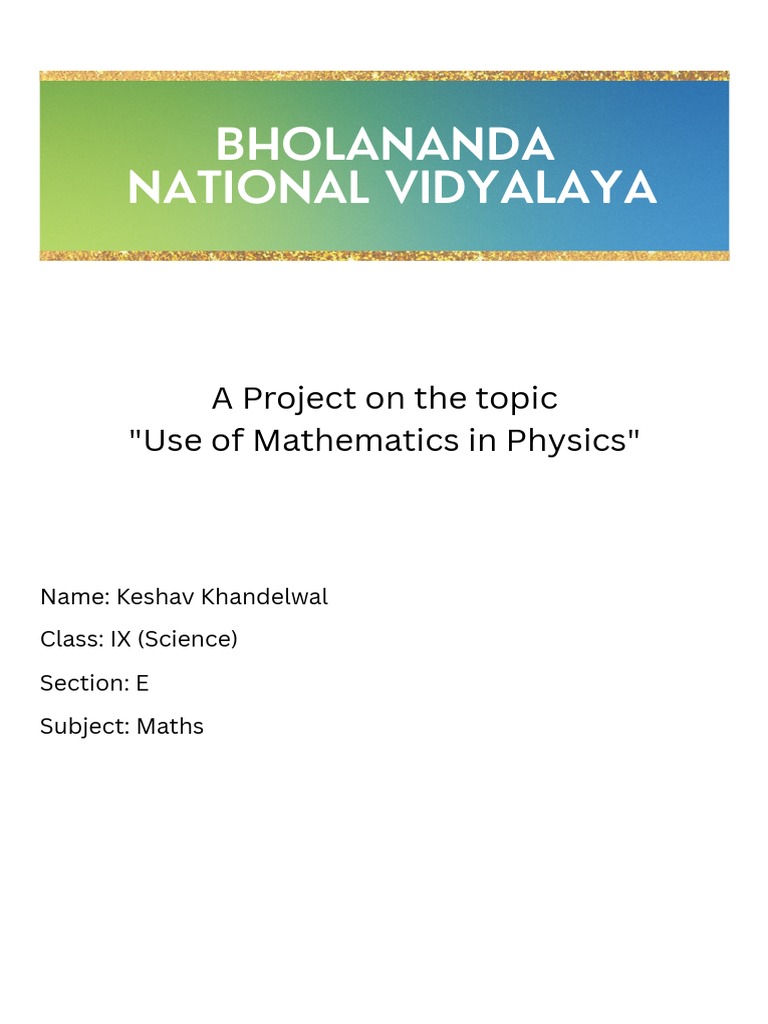 Mathematics Applications in Physics Project | PDF | Teaching Methods ...
