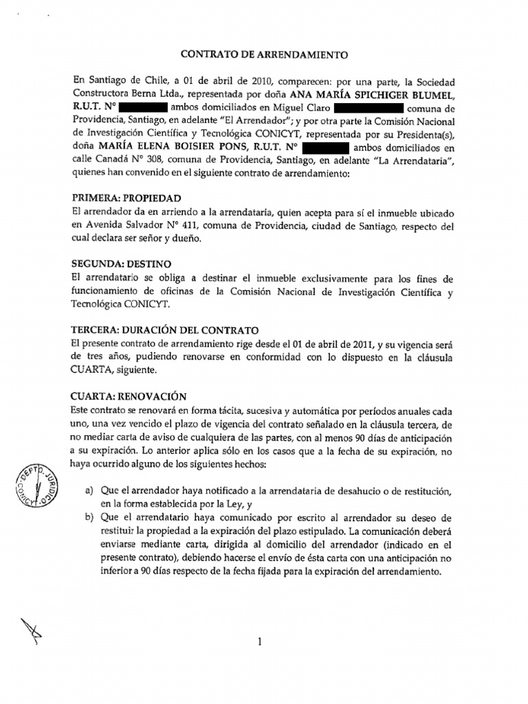 Contrato Arriendo SalvadorN411 | PDF