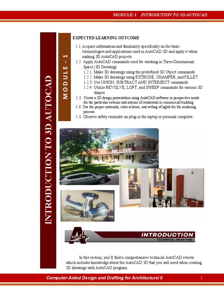 Module-1 Intro To 3d Autocad | PDF | 3 D Computer Graphics | 3 D Modeling