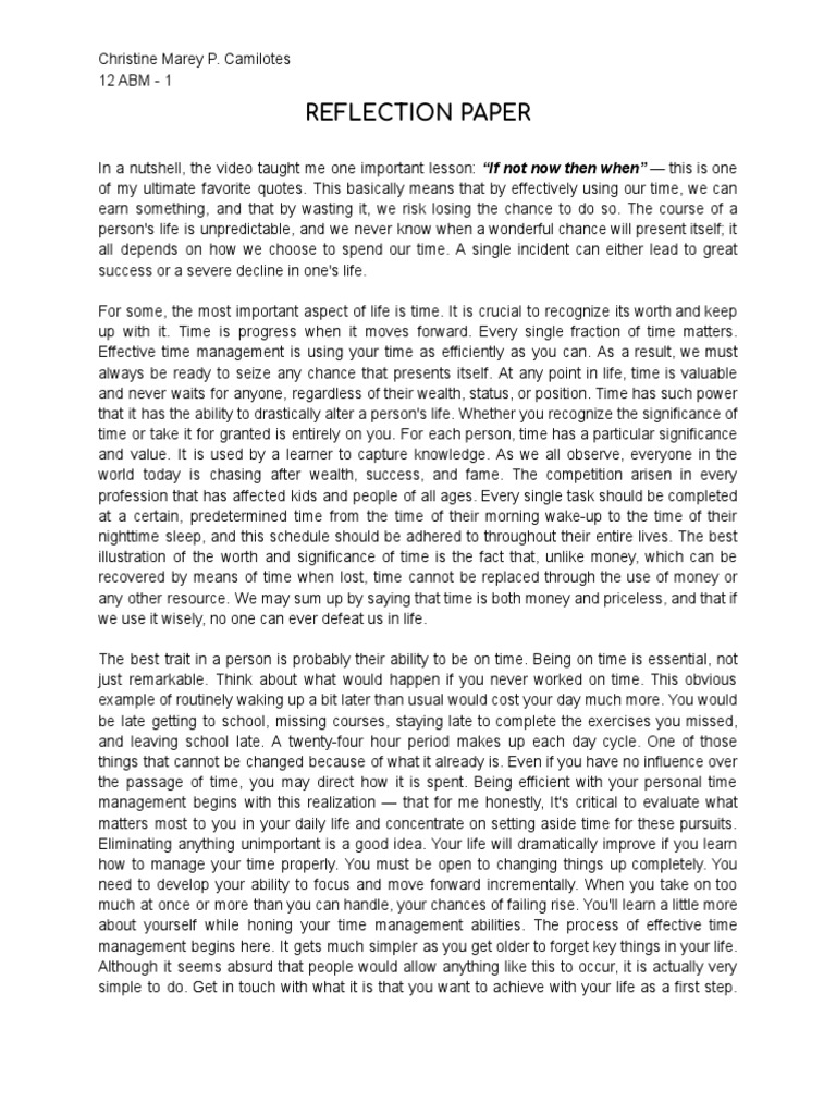 Christine Marey Camilotes - Reflection Paper 2 | PDF | Psychological ...