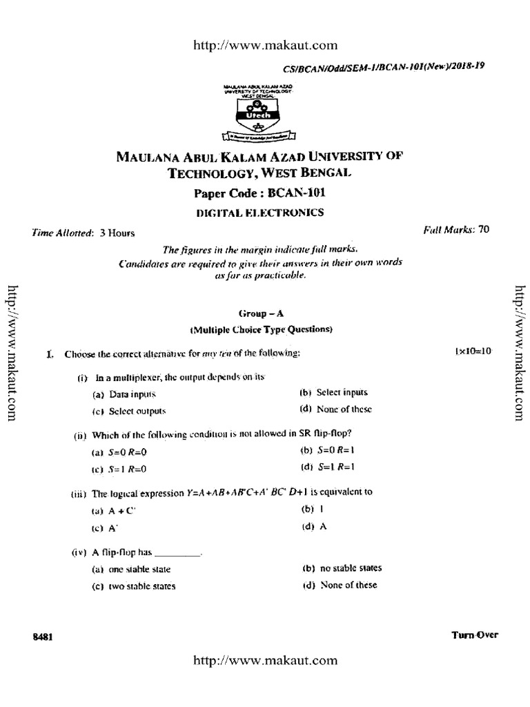 Bca 1 Sem Digital Electronics Bcan 101 2019 | PDF Bca 1 Sem Digital Electronics Bcan 101 2019 | PDF