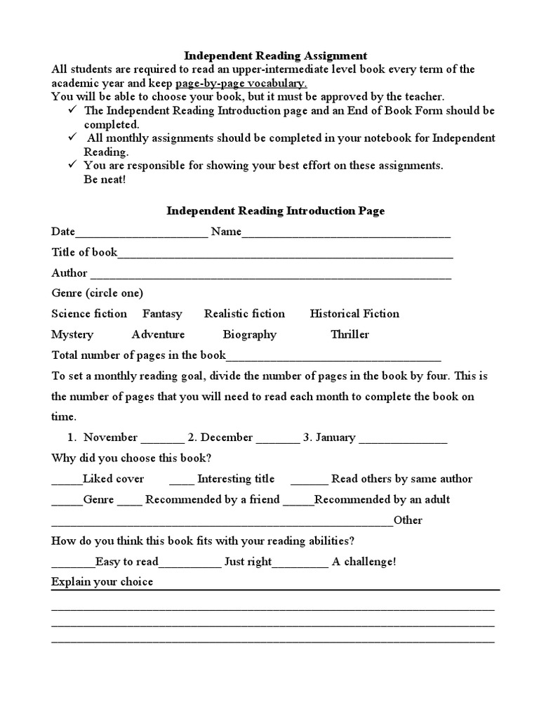 Independent Reading Assignment - 1665552791 | PDF | Books | Word
