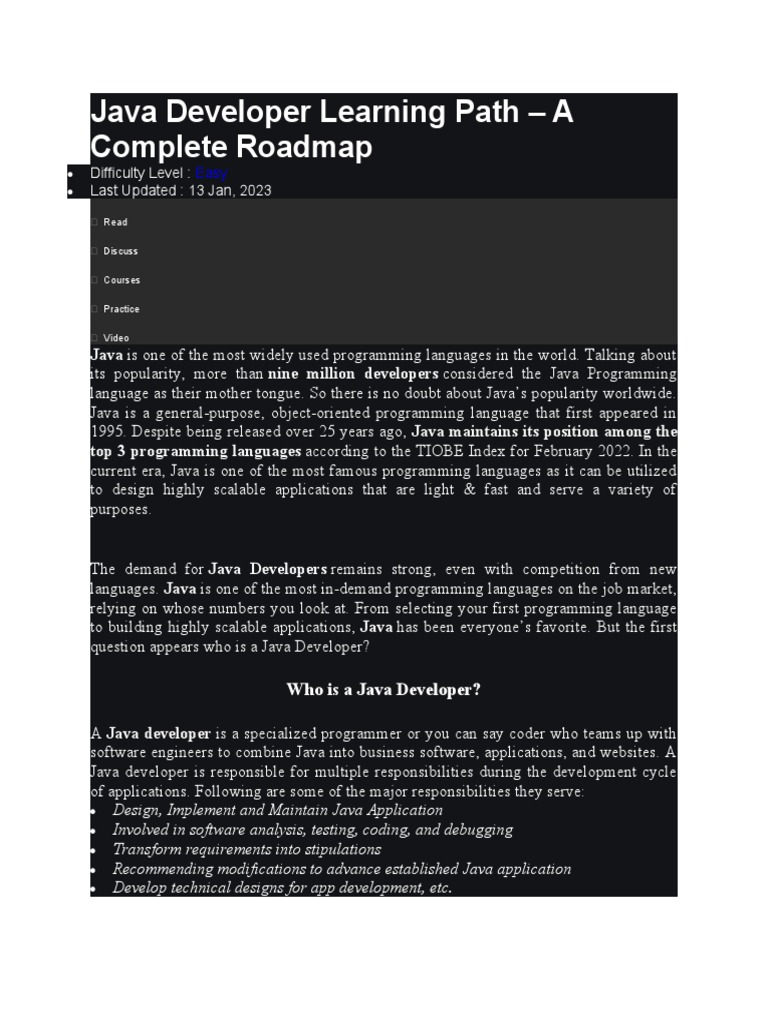 Java Developer Learning Path | PDF | Computer Programming | Computer ...