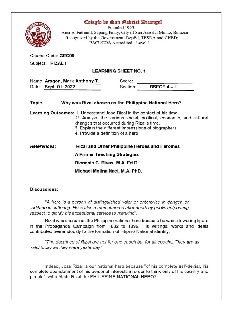 LAS-1 Mark Anthony T. | PDF | Philippines