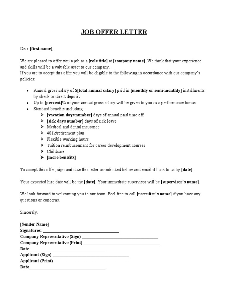 Job Offer Letter Template | PDF